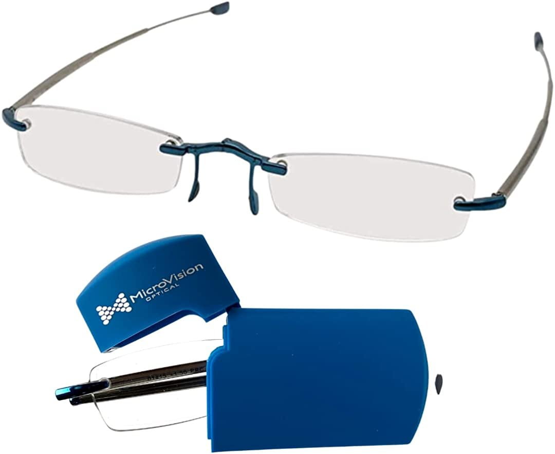 MicroVision Optical Executive Rimless Folding Reading Glasses With ...