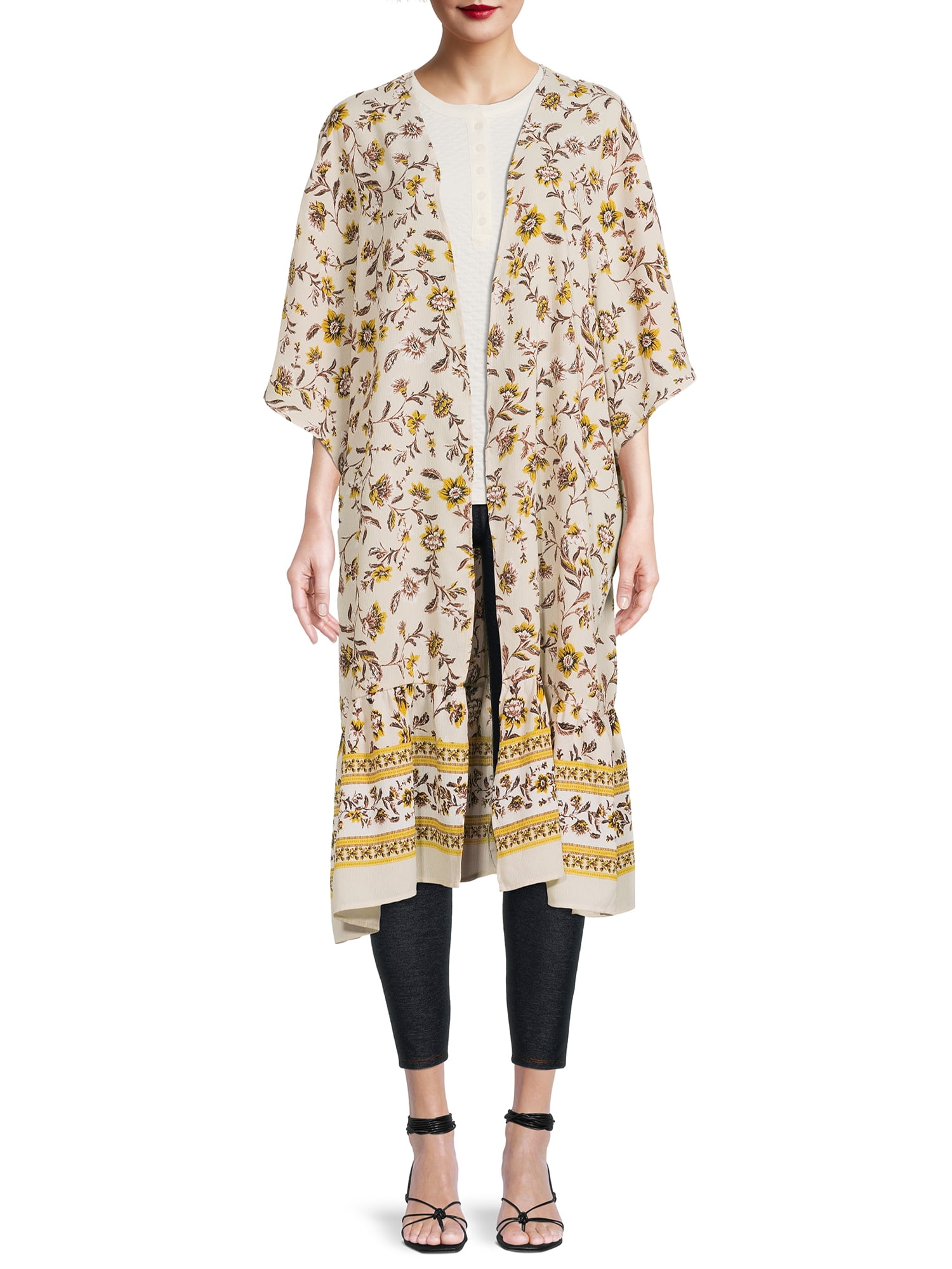 Time and Tru Women's Long Printed Duster - Walmart.com