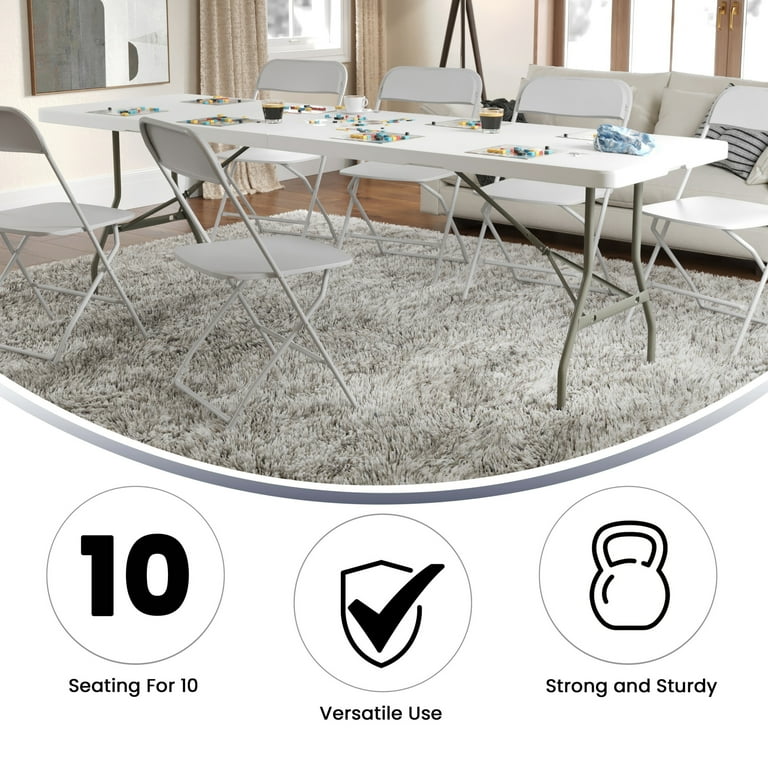 Eight Foot Folding Banquet Table BTExpert 8 Foot 96" Long White
