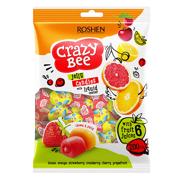 Roshen Crazy Bee Jelly Candy with Fruity Filling, Made with 6 Fruit ...