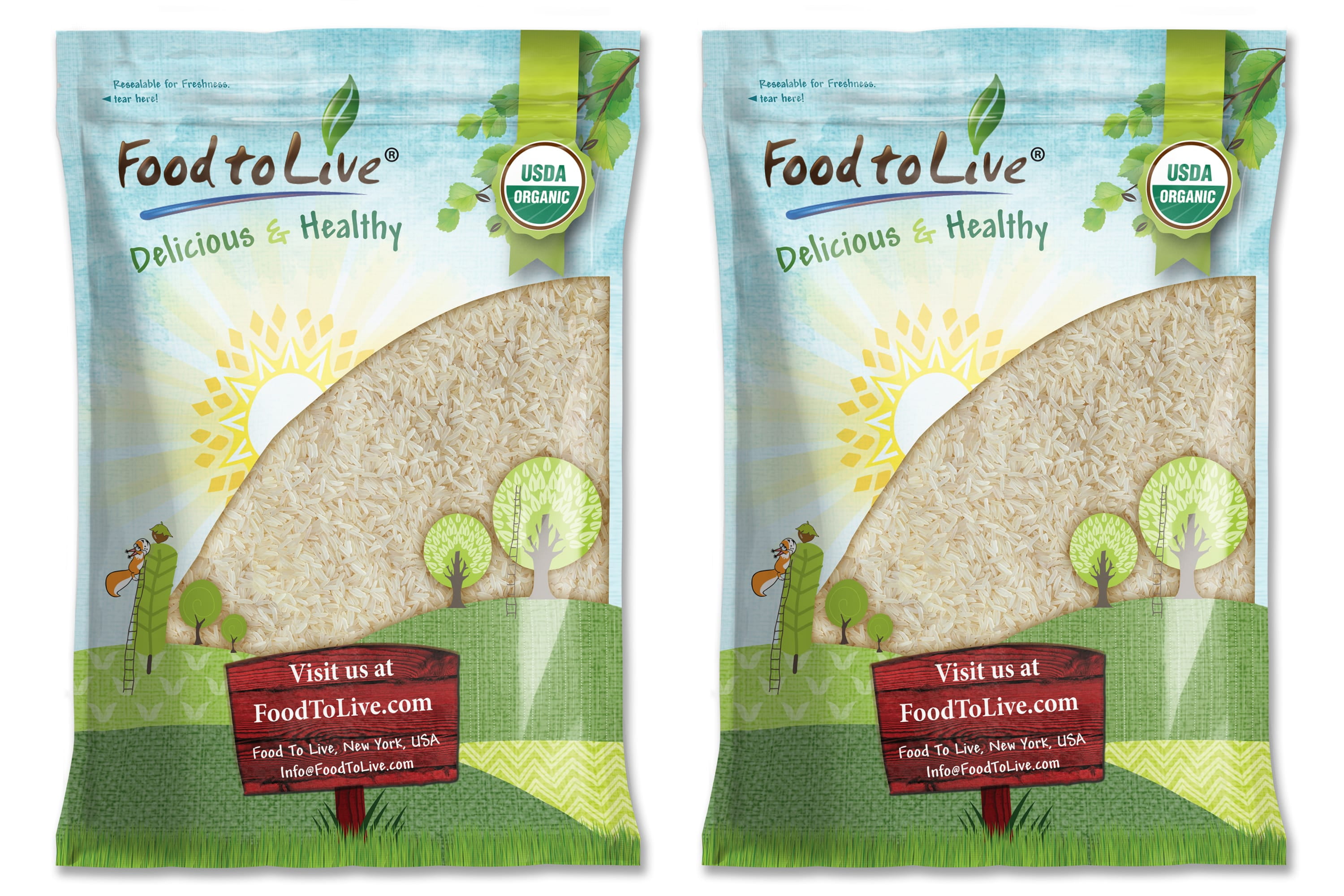 Food to Live Organic Parboiled Long Grain White Rice, 20lb — Vegan ...