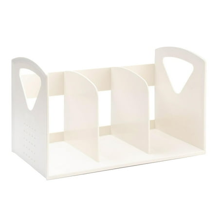 Books Storage Bookshelf Desktop Holder with 3 Compartments Stand Office ...