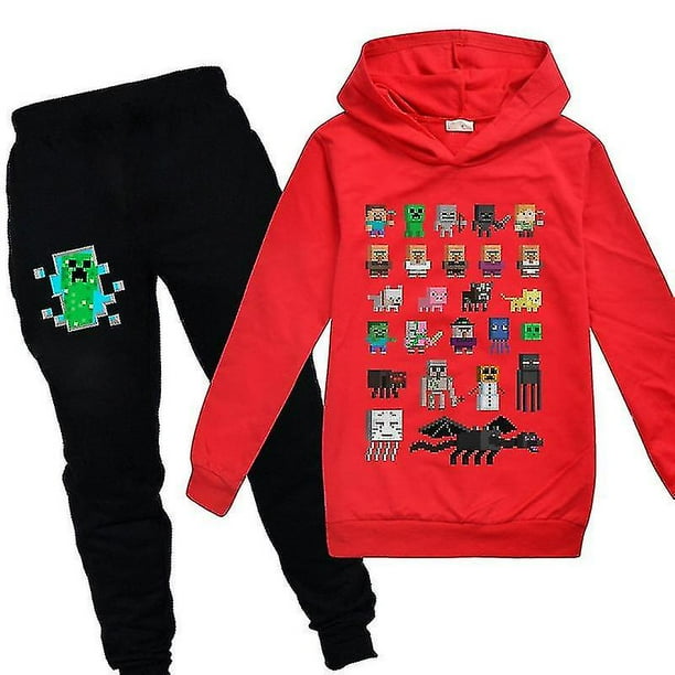 Minecraft Game Tracksuit Set Kids Hooded Sweatshirt Trousers Outfit ...