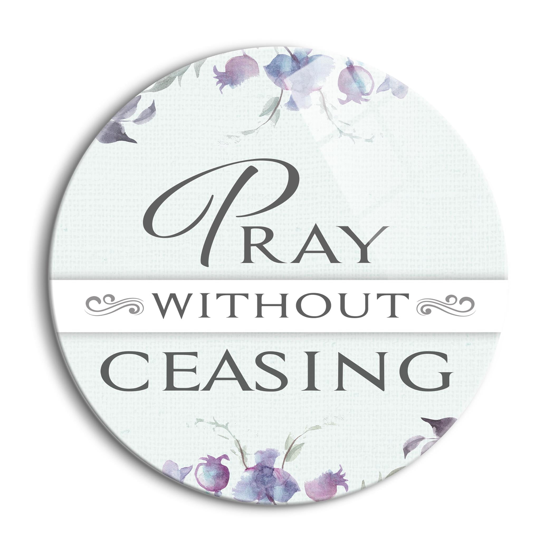 Pray Without Ceasing Pastel Blue Floral 24 inch Glass Round Wall ...