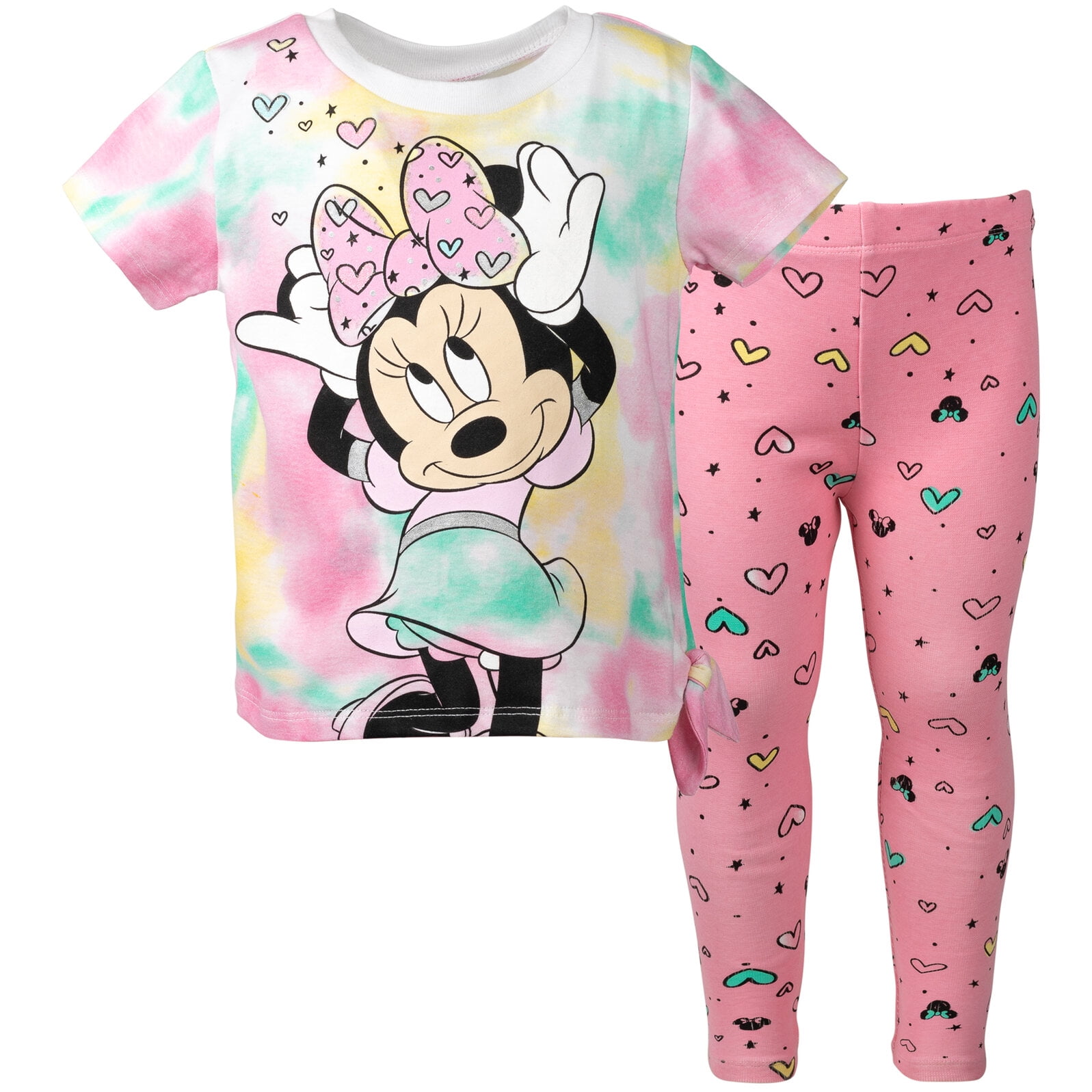 Disney Minnie Mouse Big Girls Knotted Graphic T-Shirt Legging Yellow ...