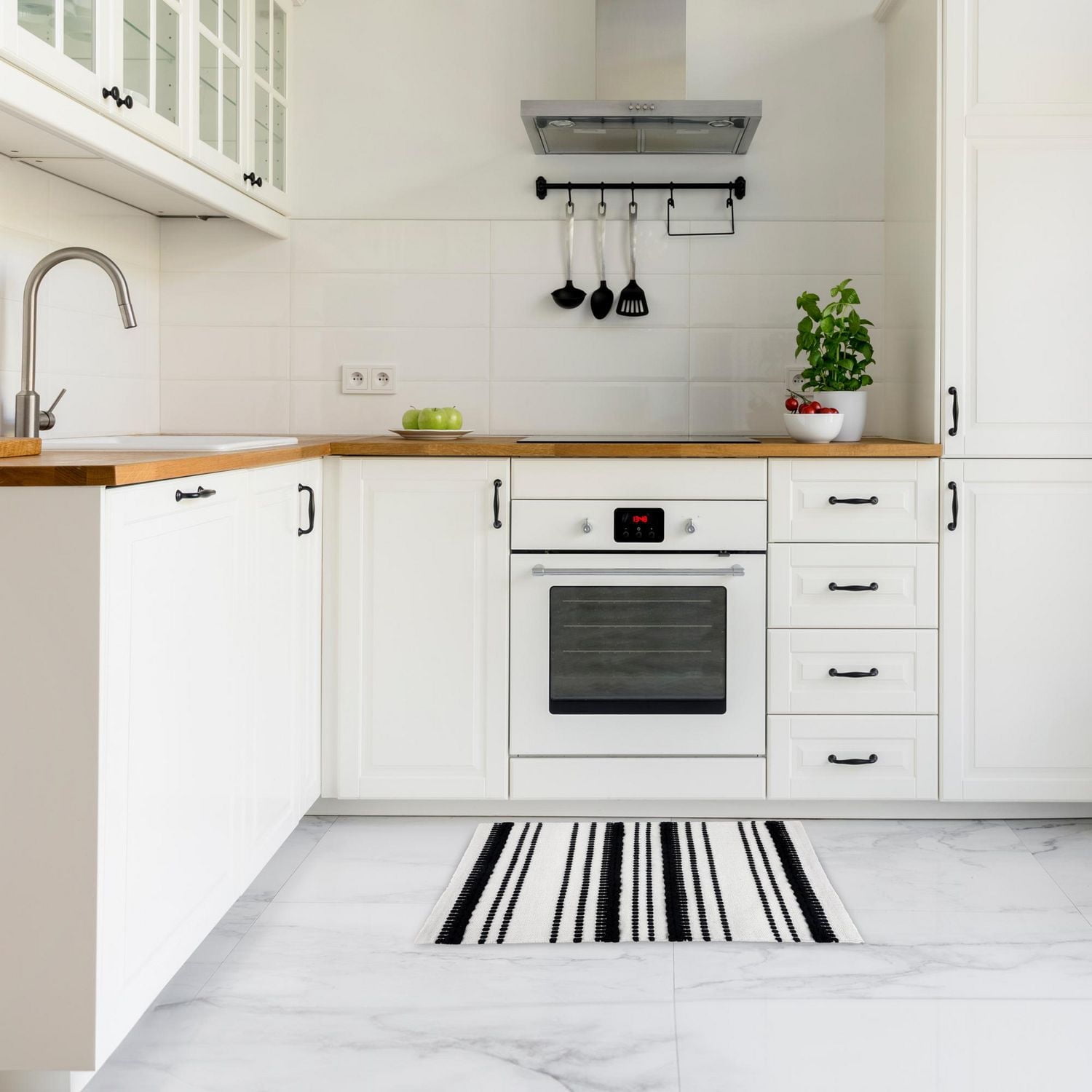 Click here for Thyme & Table Macrame Kitchen Mat  Black & White prices