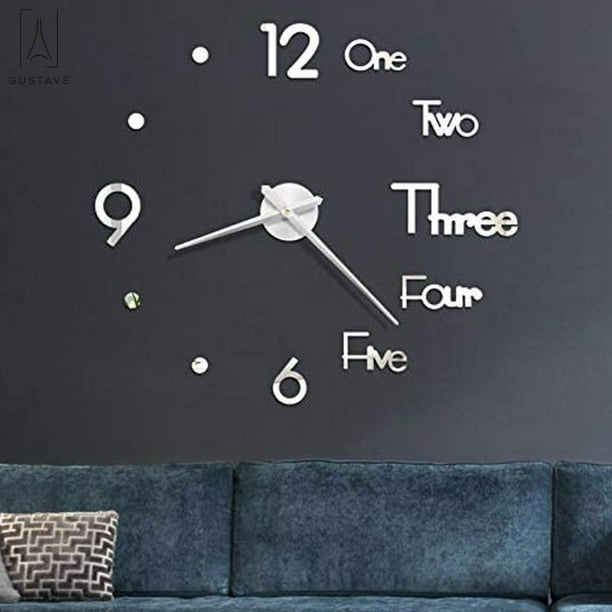Gustave Frameless Large 3D DIY Wall Clock, Modern Design Creative Mute Wall Clock for Home ...