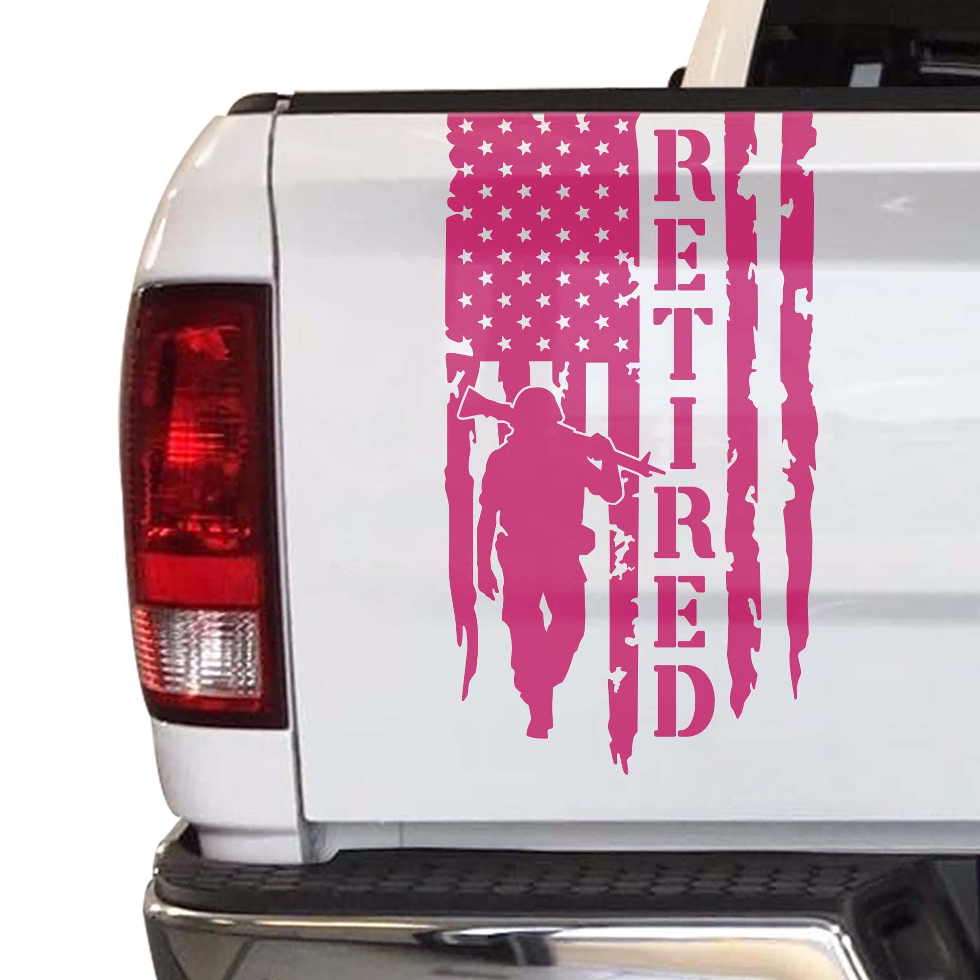 Retired Soldier Veteran Distressed American USA US Flag Truck Tailgate ...