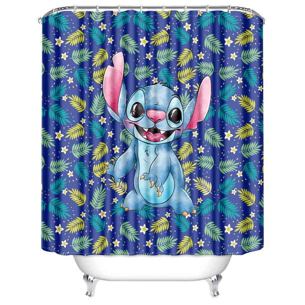 Cartoon Lilo And Stitch Waterproof Fabric Anime Design Shower Curtain