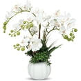 Faux Orchid Artificial Flowers in Pot Fake Phalaenopsis Home Office ...