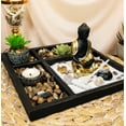 Meditating Buddha Zen Garden Kit With Lotus Candle Holders Sand Rake ...