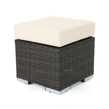 TK Classic Monterey Wicker Patio Square Ottoman in Beige - Walmart.com