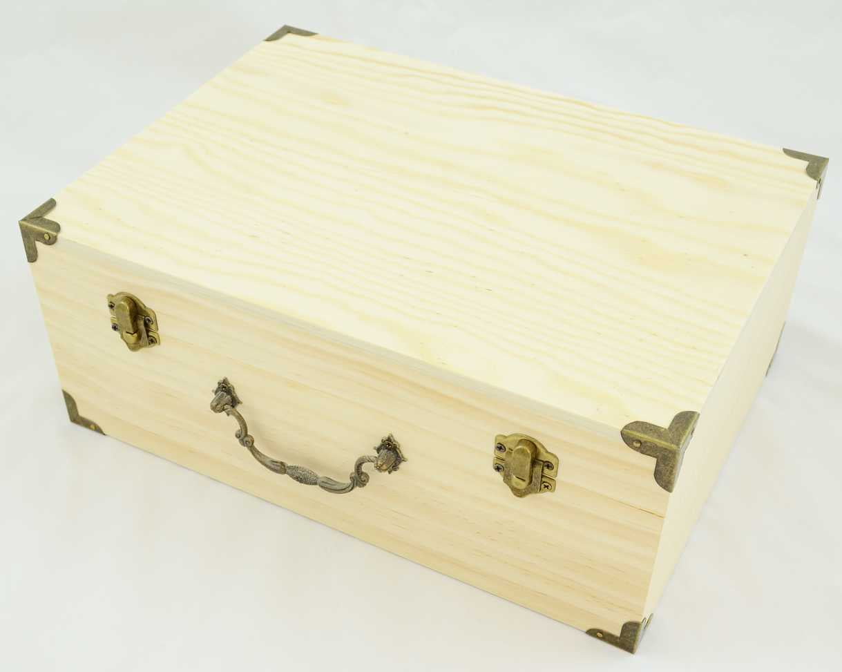 1 Pc, Medium Wood Trunk Box 10.5" X 7.25" X 4" For Art & Craft Project ...