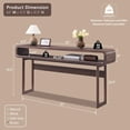 63-Inch Long Modern Console Table with Curved Profile, Narrow Wood Sofa ...