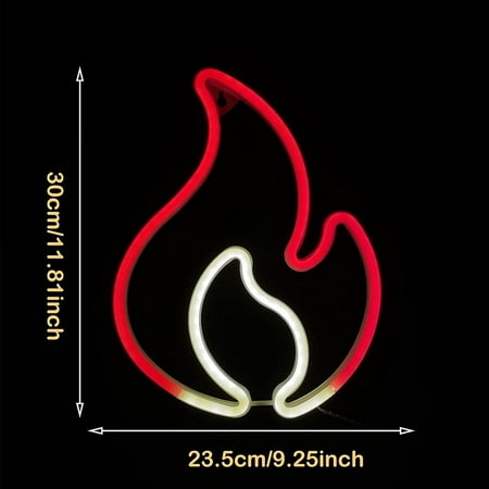 Flame Neon Signs Creative Flame Shaped Neon Lights for Wall Decor USB ...