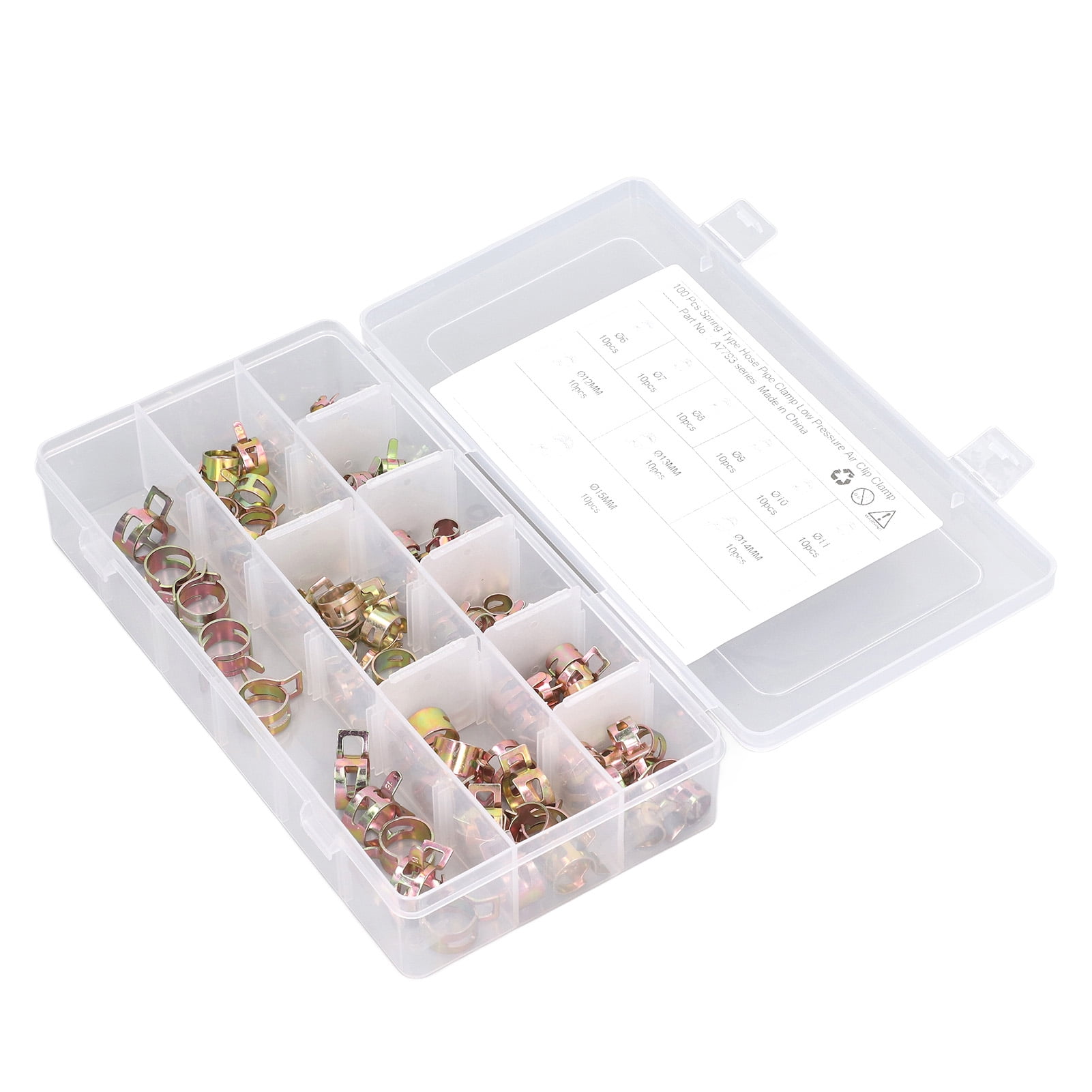 Abrazaderas de manguera, 100 piezas, abrazaderas de resorte para manguera, kit surtido de ...