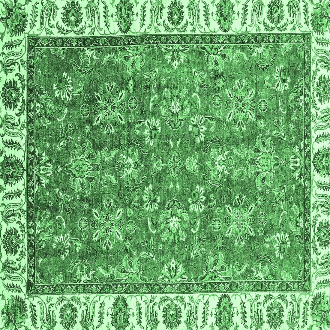 Ahgly Company Indoor Square Abstract Emerald Green Modern Area Rugs, 6 ...