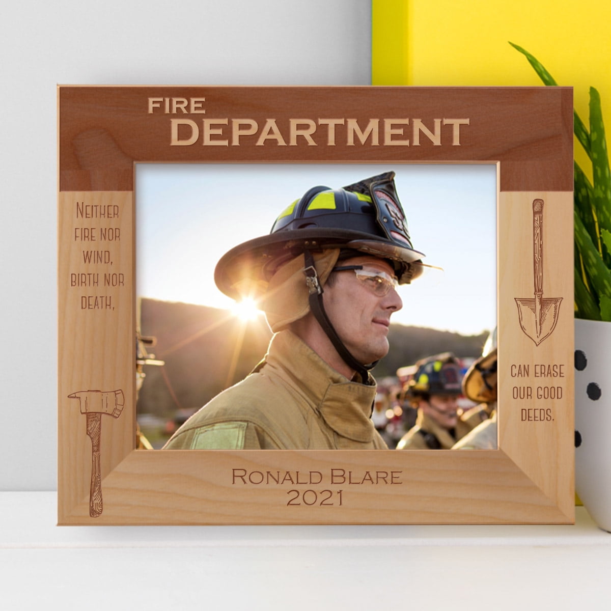 Fire Department Personalized Wooden Frame-10" x 8" Brown Horizontal ...