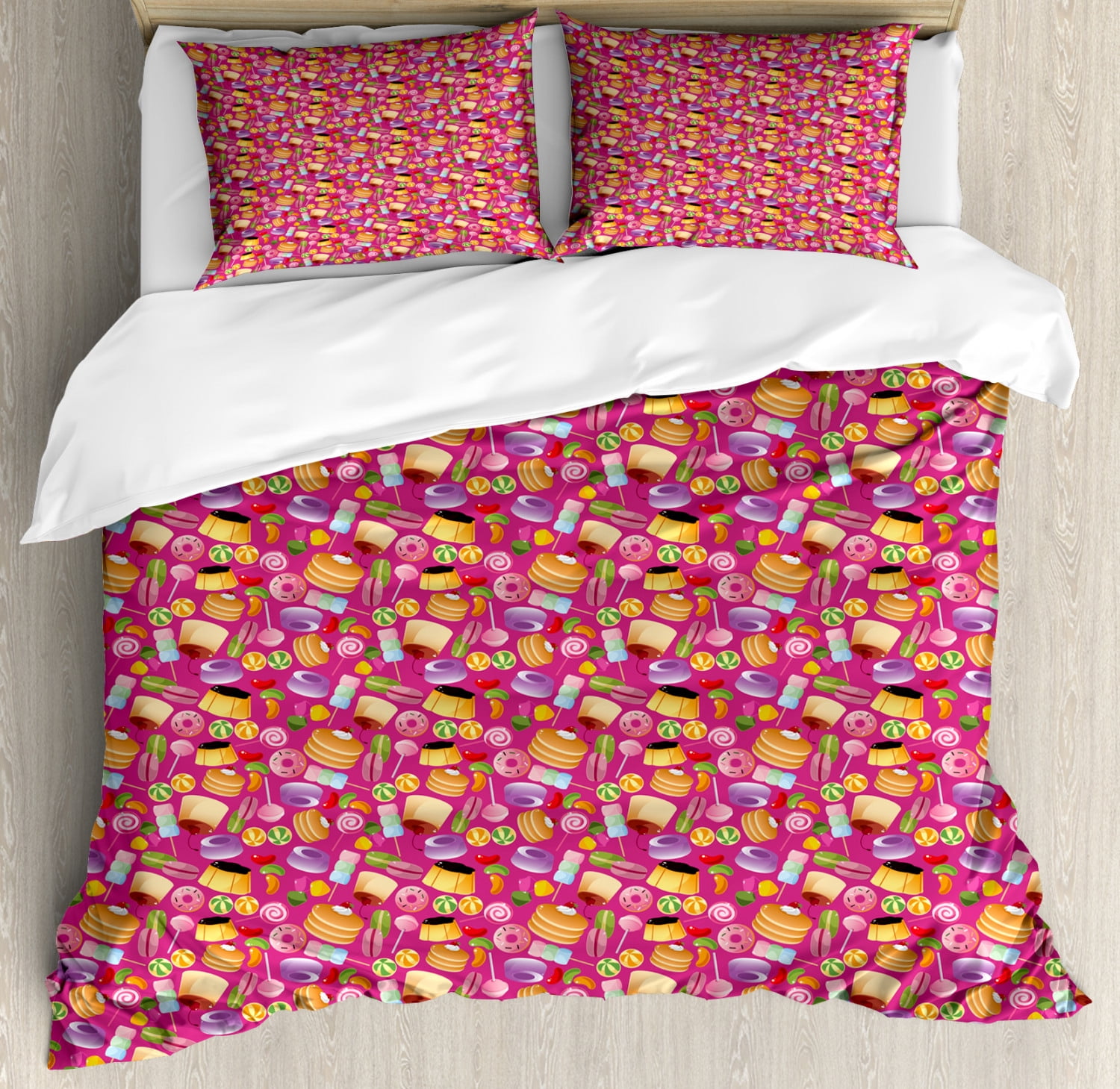 Cookie Duvet Cover Set King Size, Pancakes and Marshmallows Sweet Tasty ...
