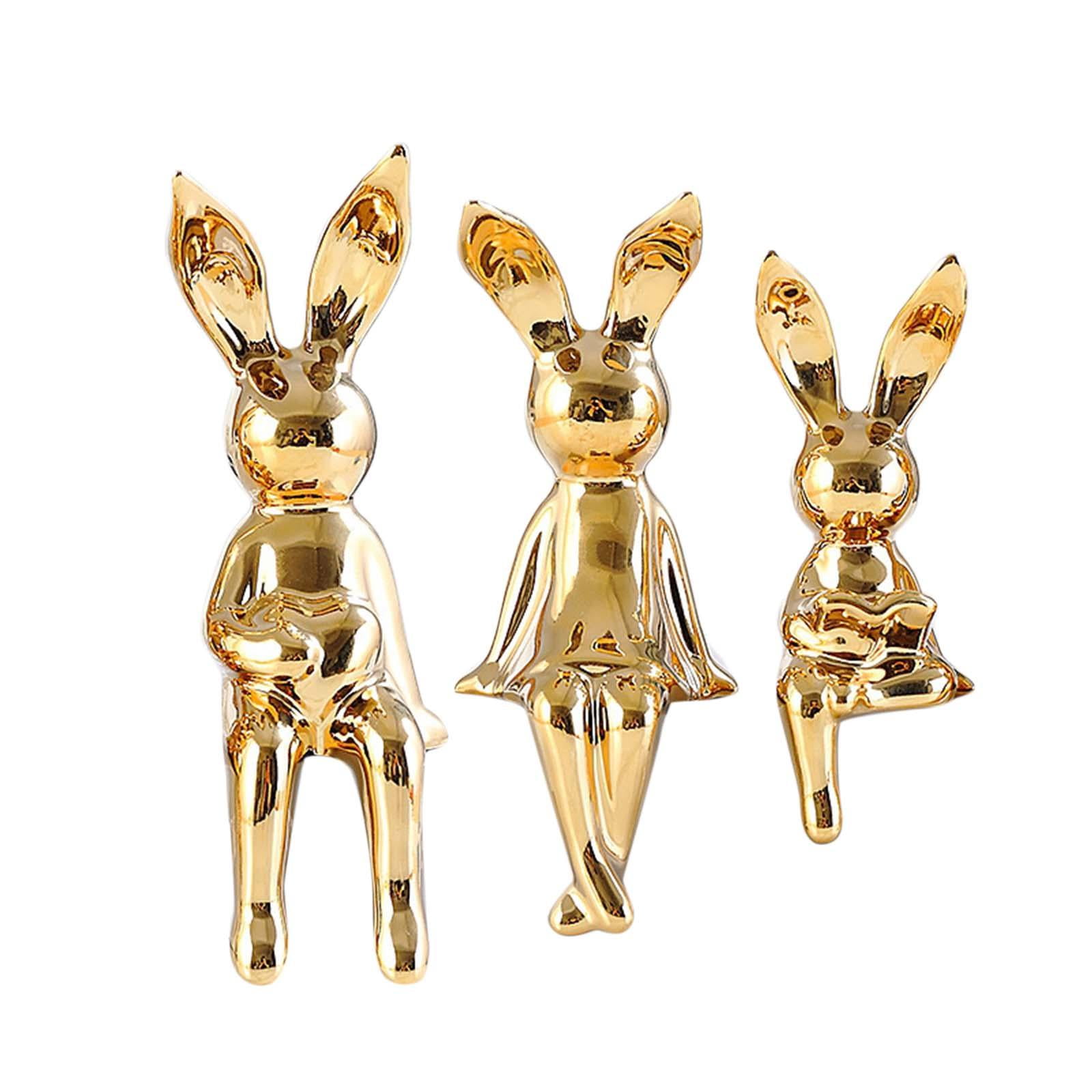 3Pcs Bunny Sculpture Animal Figure Indoor Decorative Rabbit Family ...