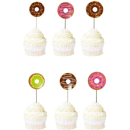 24 Pack Donut Cupcake Toppers Donut Theme Birthday Cupcake Topper Party ...