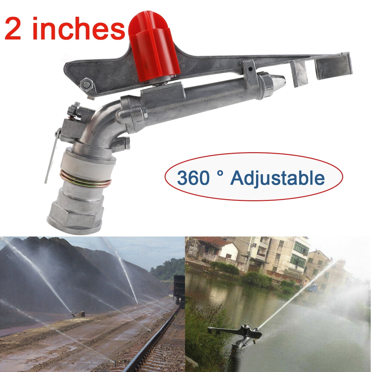 SUDEG 2-inch Irrigation Spray Gun Adjustable 360° Rotating Irrigation ...