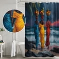 African American Woman Shower Curtain Set with Hooks, Coastal Ocean ...