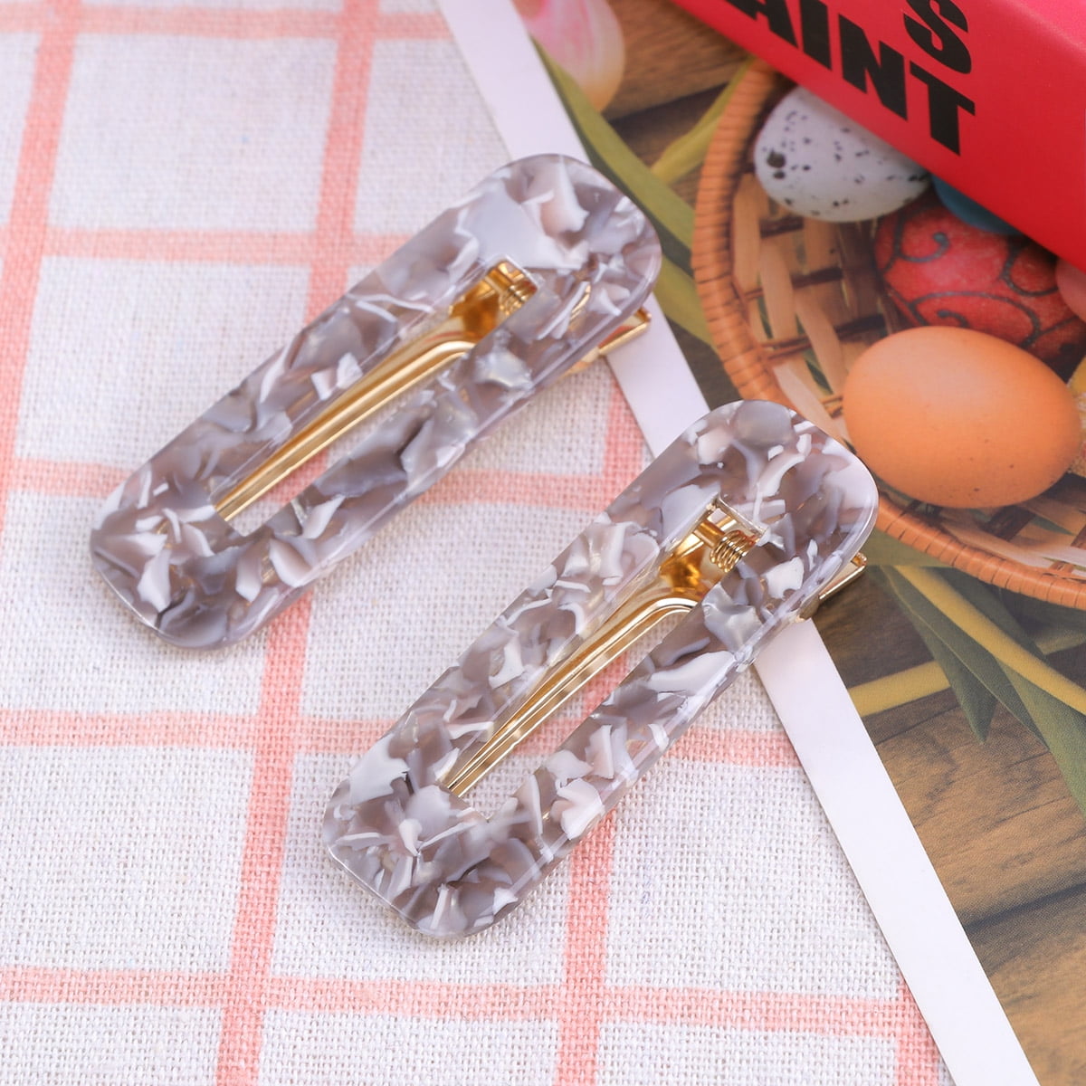 Click here for Upgrator 2 Pcs Resin Hair Clips For Women Grey Pla... prices
