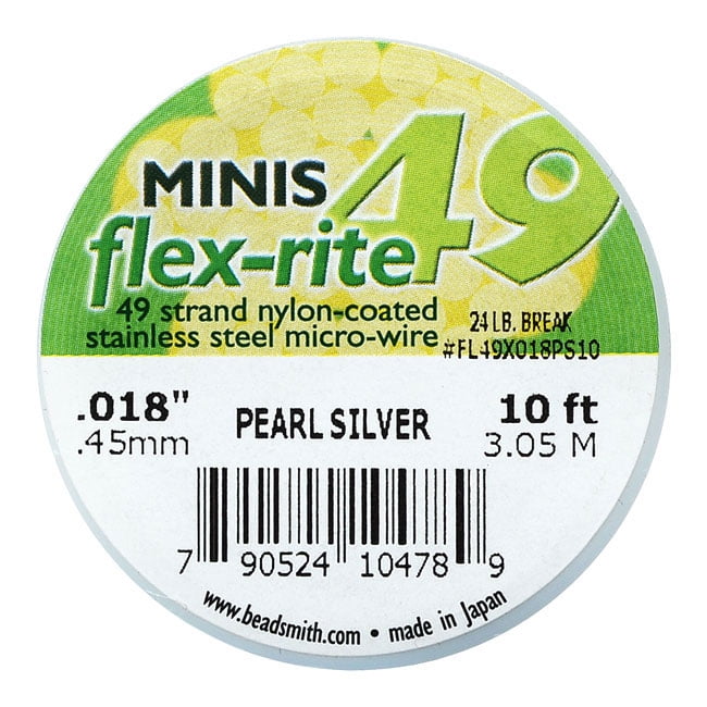 The Beadsmith Flex-Rite Beading Wire, 49 Strand .018" Thick, 10 Foot ...