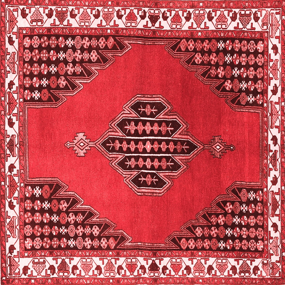 Ahgly Company Indoor Square Persian Red Traditional Area Rugs, 6 ...
