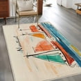 Area Rug 3x5ft Watercolor Graffiti Ocean Sailboat Area Rugs Washable ...