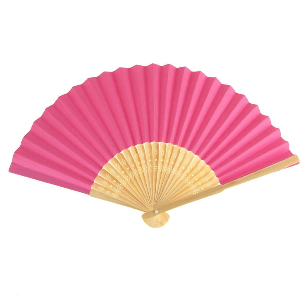Paper Folding Hand Fan w/ Wooden Handle, 8-Inch - Walmart.com