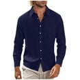 Bpyeka Men's Casual Shirt, Button Closure Point Collar Shirt, Linen ...