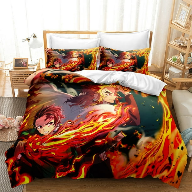 3pcs Demon Slayer Bedding Set Covers Japan Anime 3D 3PCS Bed Comforter ...