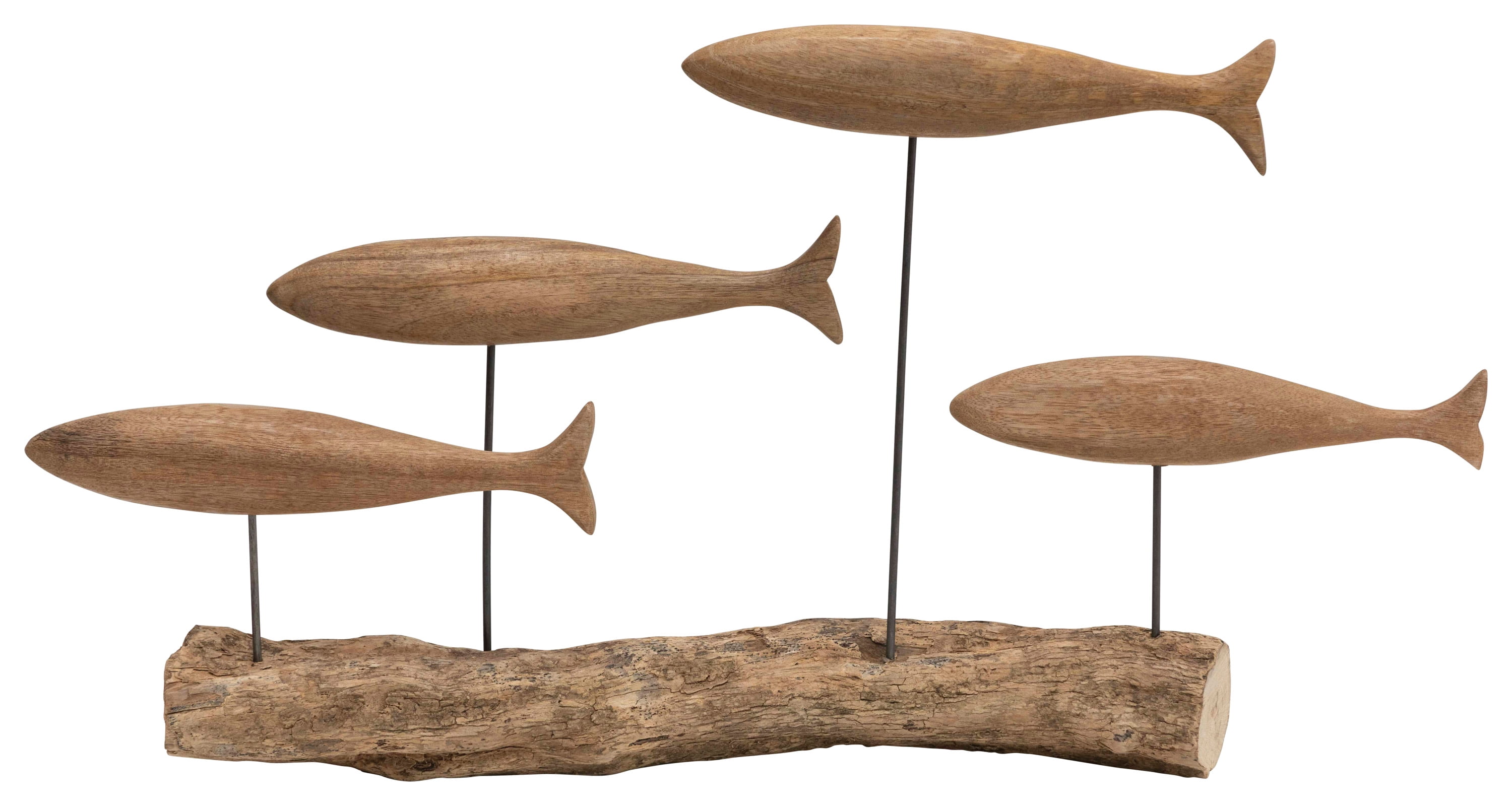 Creative Co-Op Hand-Carved Mango Wood Fish on Natural Tree Branch (Each ...