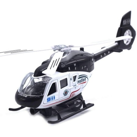 Realistic Police Helicopter Plane Pull Back LED Music Model Kids Toy ...