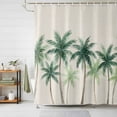 Beach Palm Tree Shower Curtain, Country Vintage Coastal Green Botanical ...