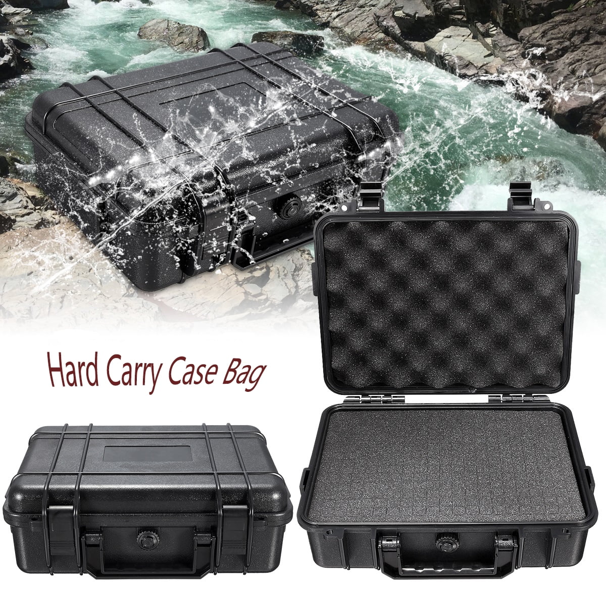 Black Waterproof Protective Hard Case Tool Case with Inner Foam, IP67 ...