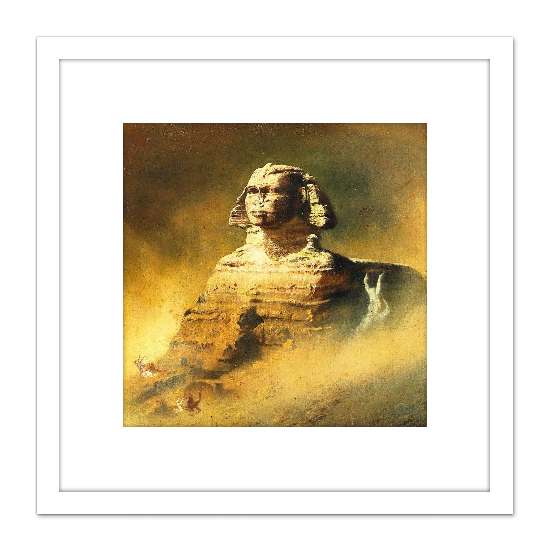 Diefenbach Sphinx Egypt Painting 8X8 Inch Square Wooden Framed Wall Art ...
