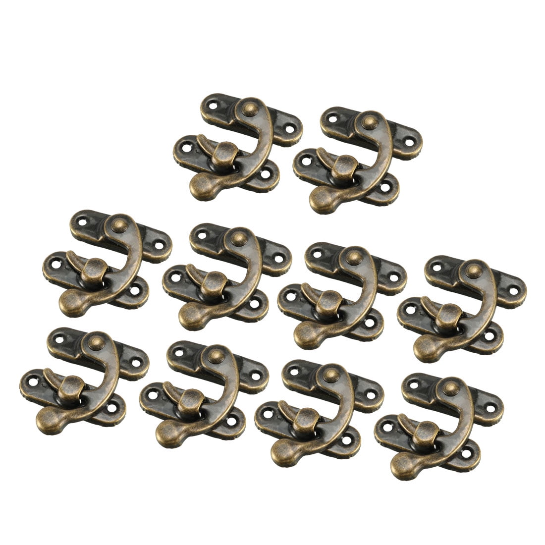 Right Latch Hook Antique Wood Box Hasp Catch Decor 10 Pcs Bronze Tone ...