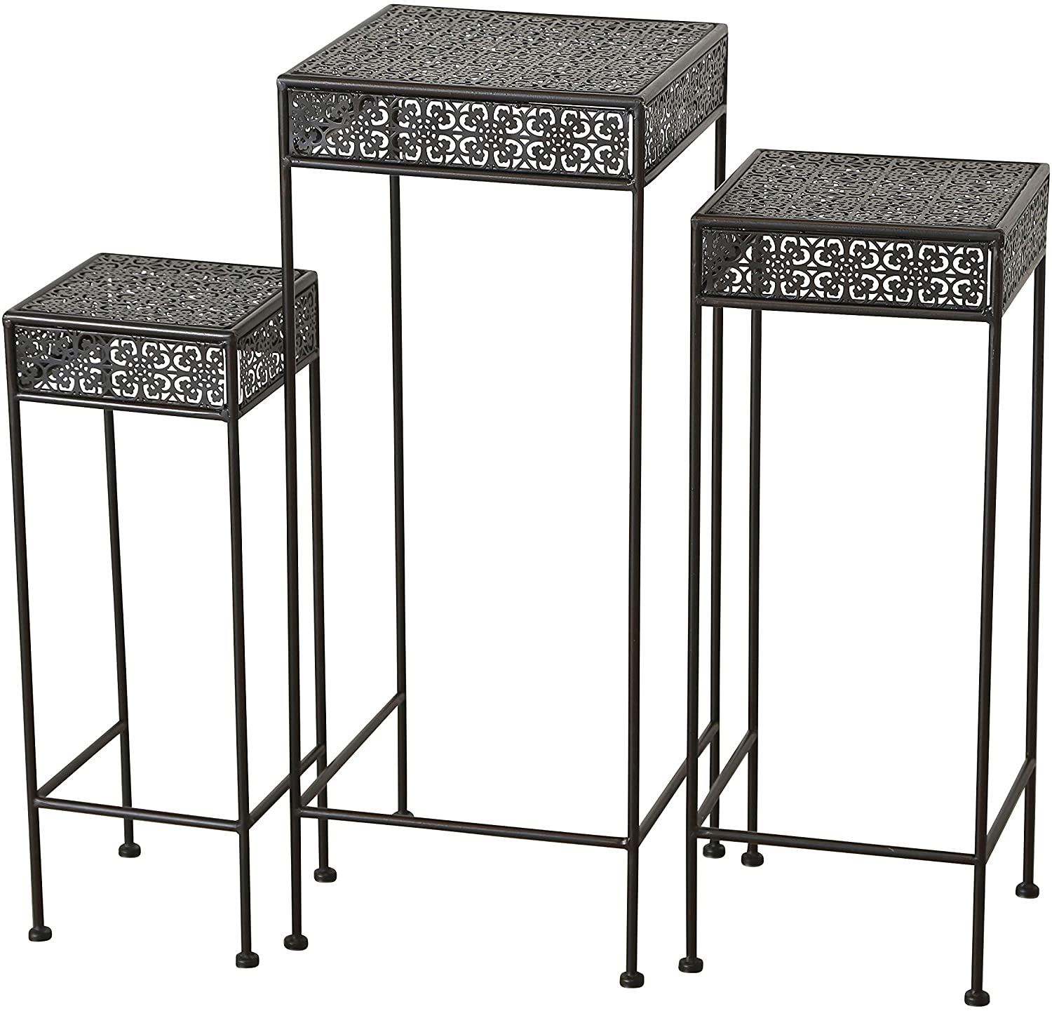Farmers Market Metal Plant Stands, Set of 3, Nesting Tables, Square Top ...