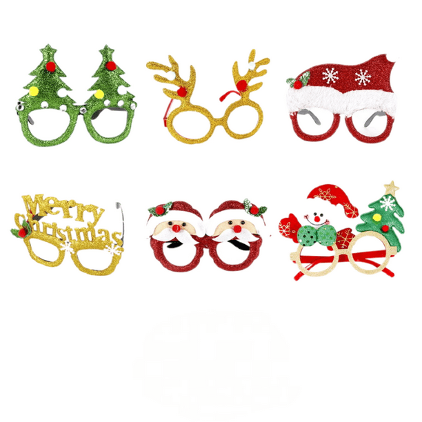 SAYDY 6 Pieces Christmas Glitter Party Glasses Christmas Decoration ...