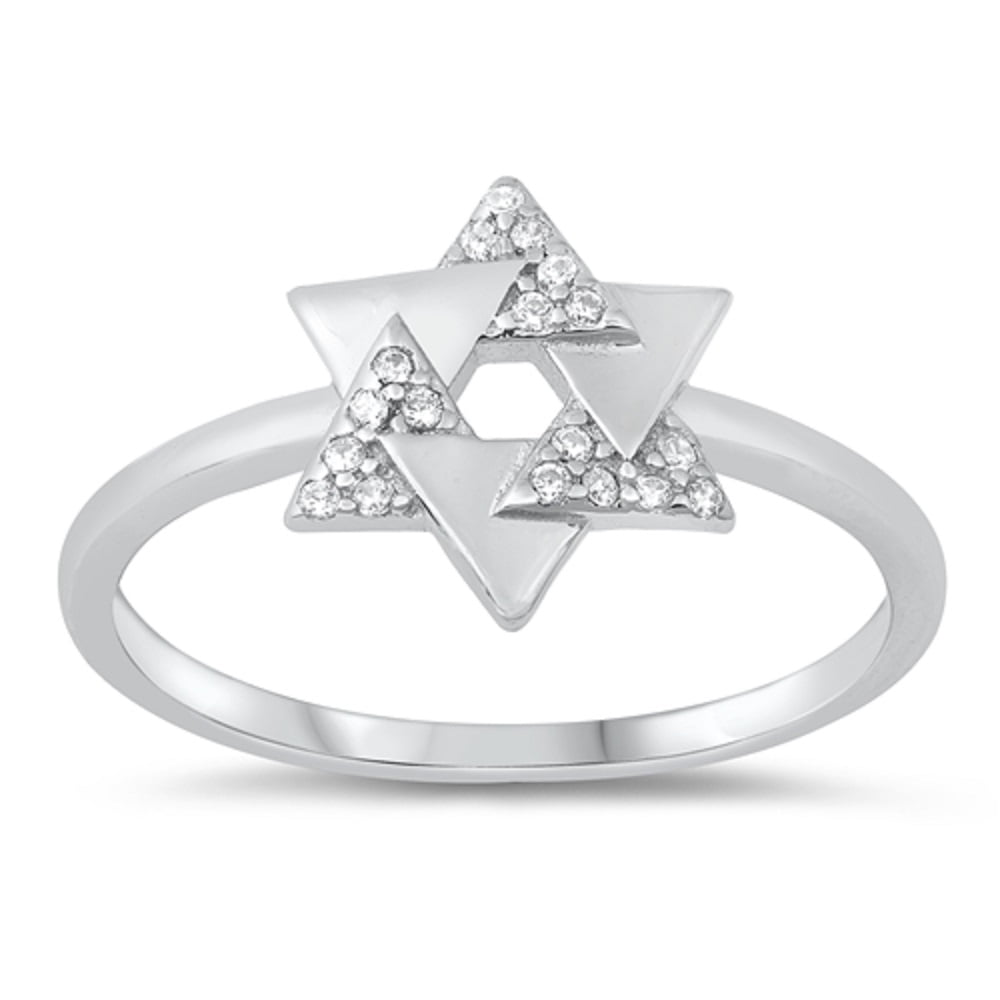 Clear CZ Star Of David Ring Sterling Silver Size 10 - Walmart.com