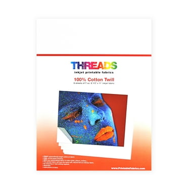 THREADS Inkjet Printable Fabric Sheets, 8.5" x 11", 6pk - Walmart.com