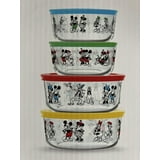 Disney Pyrex Mickey and Friends - 8 Piece Glass Storage Set, 4 Bowls ...