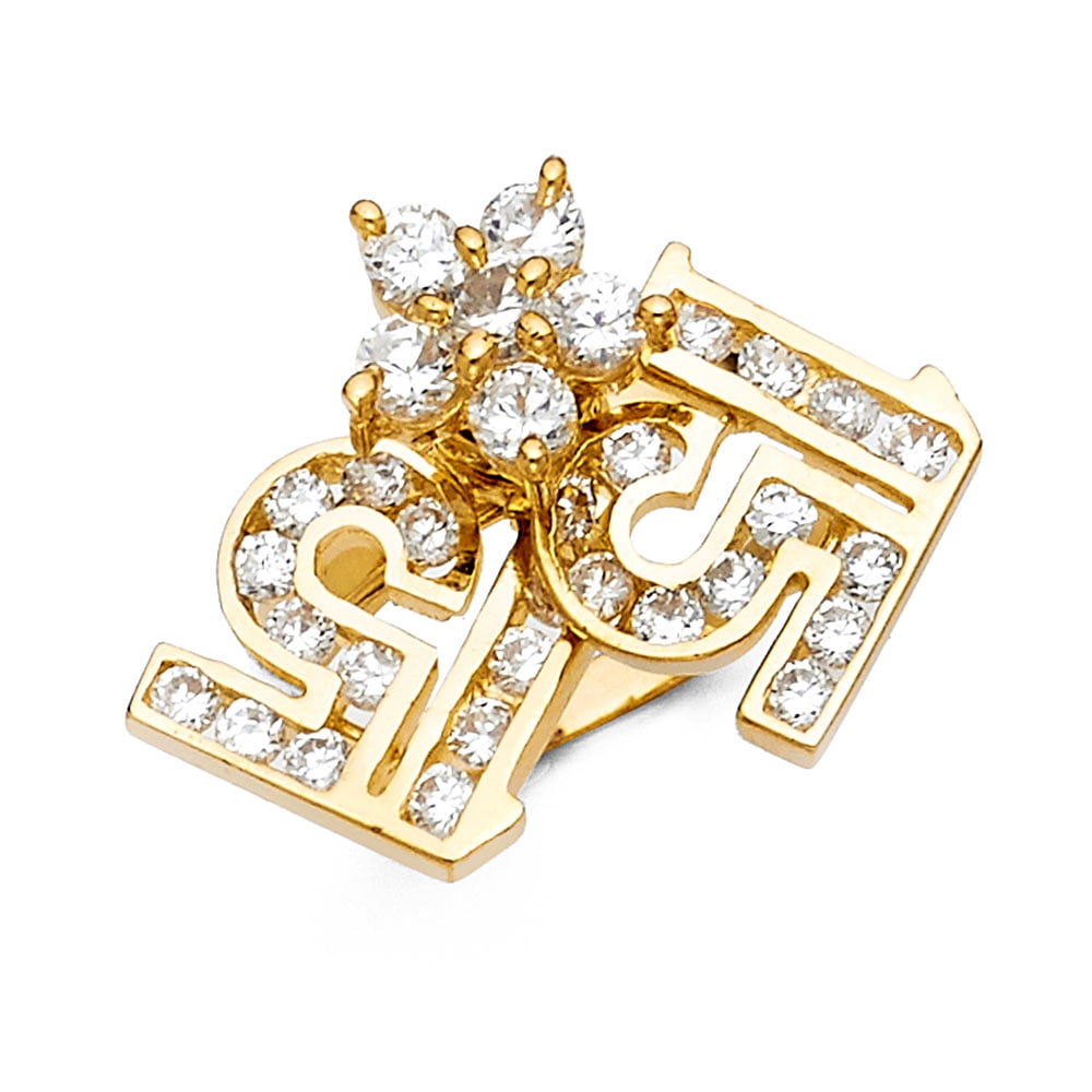 Jewels By Lux14K Yellow Gold Cubic Zirconia CZ Fifteen 15 Years ...