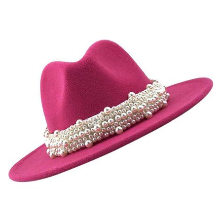 Cashmere Fedora Hat Womens Wide Brim Pearled Bucket Hat Jazz Cap Bowler ...