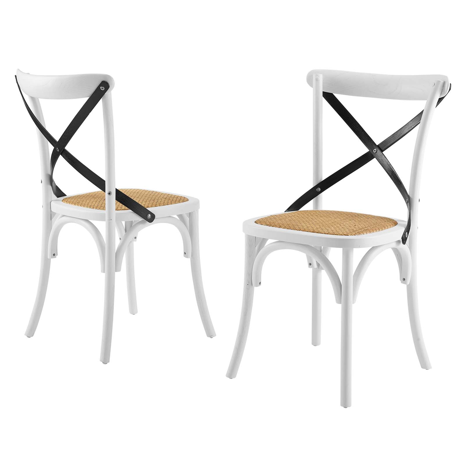 Side Dining Chair, Set of 2, Wood, White Black, Modern Contemporary ...