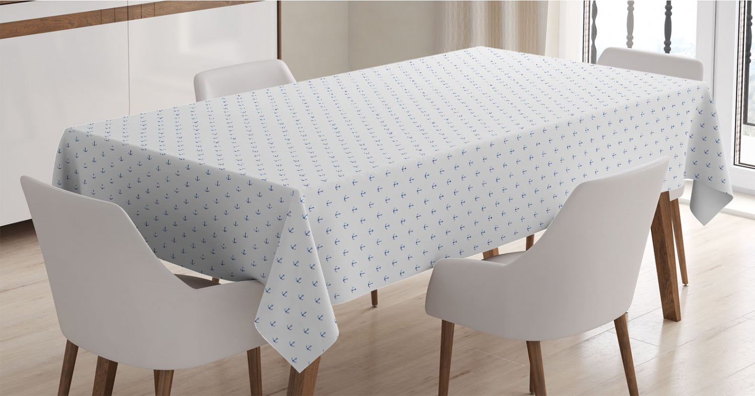 Anchor Tablecloth, Classical Vivid Blue Anchors Simplistic Design ...