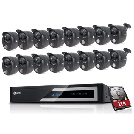 Anni Wired 16-CH 1TB DVR Security System with 16 Bullet 1080p Cameras ...